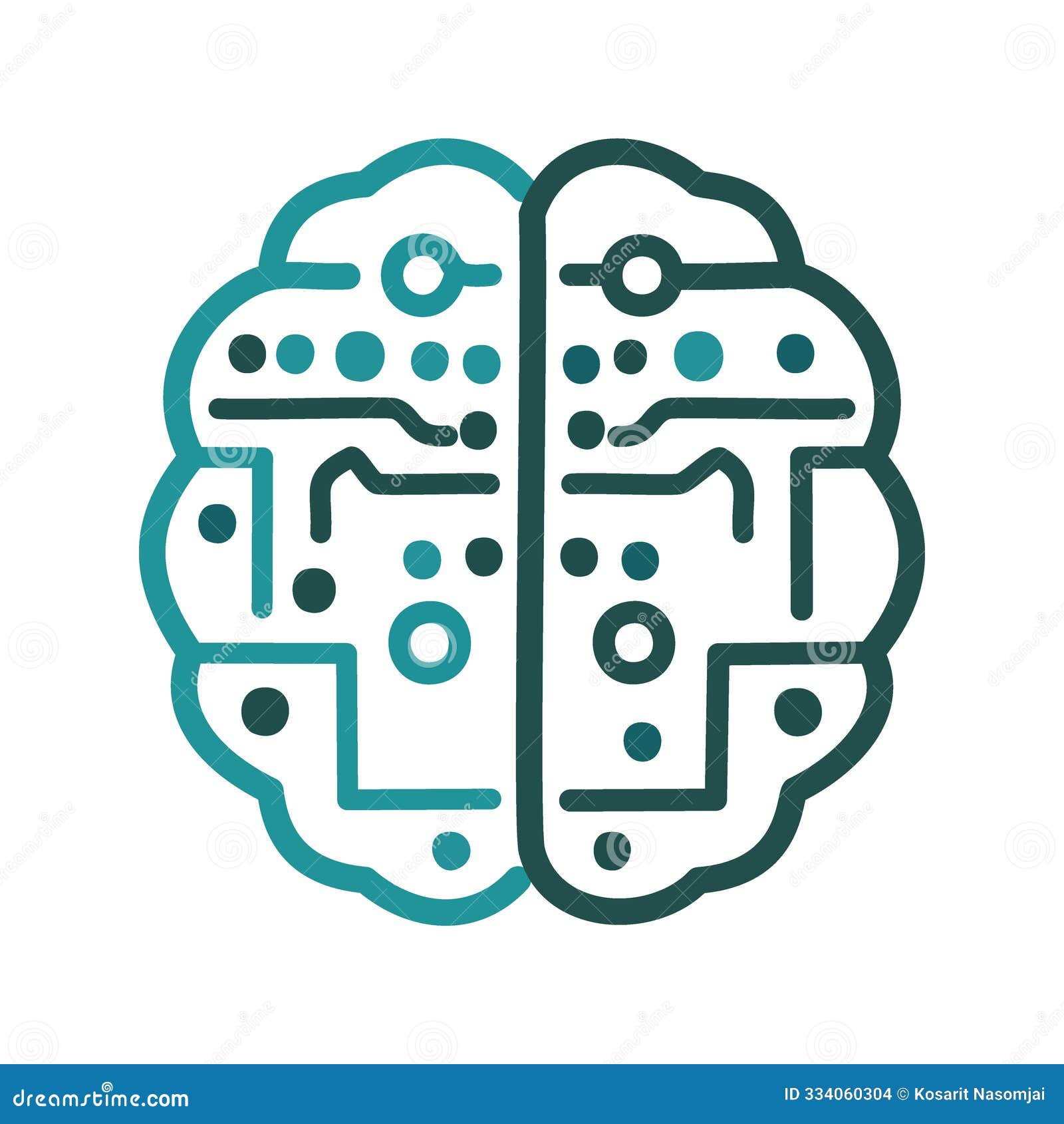 Digital Brain Icon. Abstract Brain Illustration with Circuit Design ...
