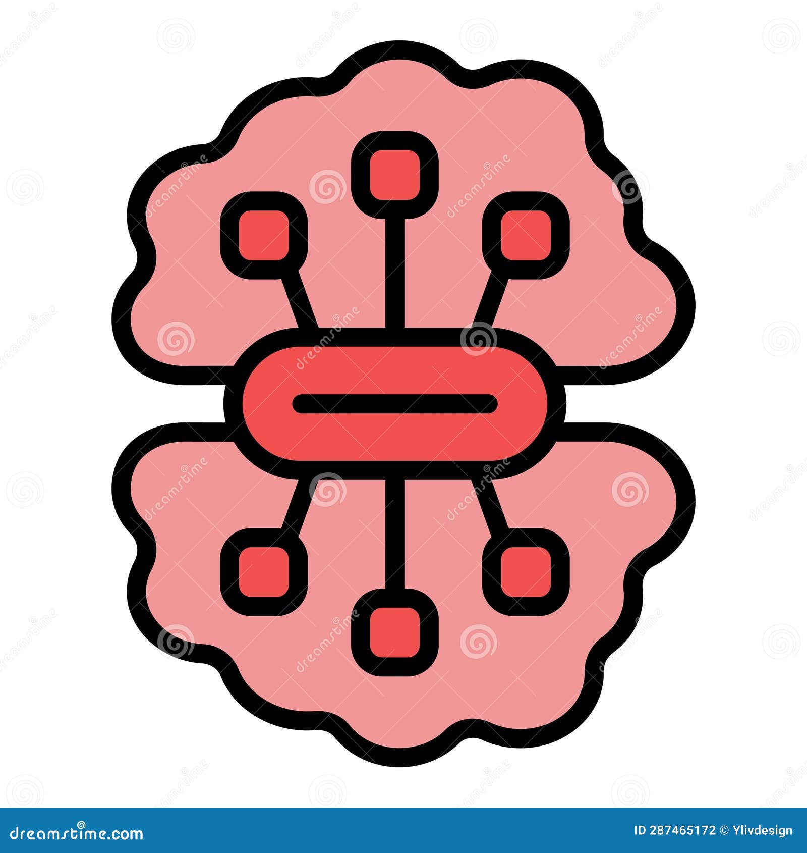 Digital Brain Icon Vector Flat Stock Vector - Illustration of mind ...