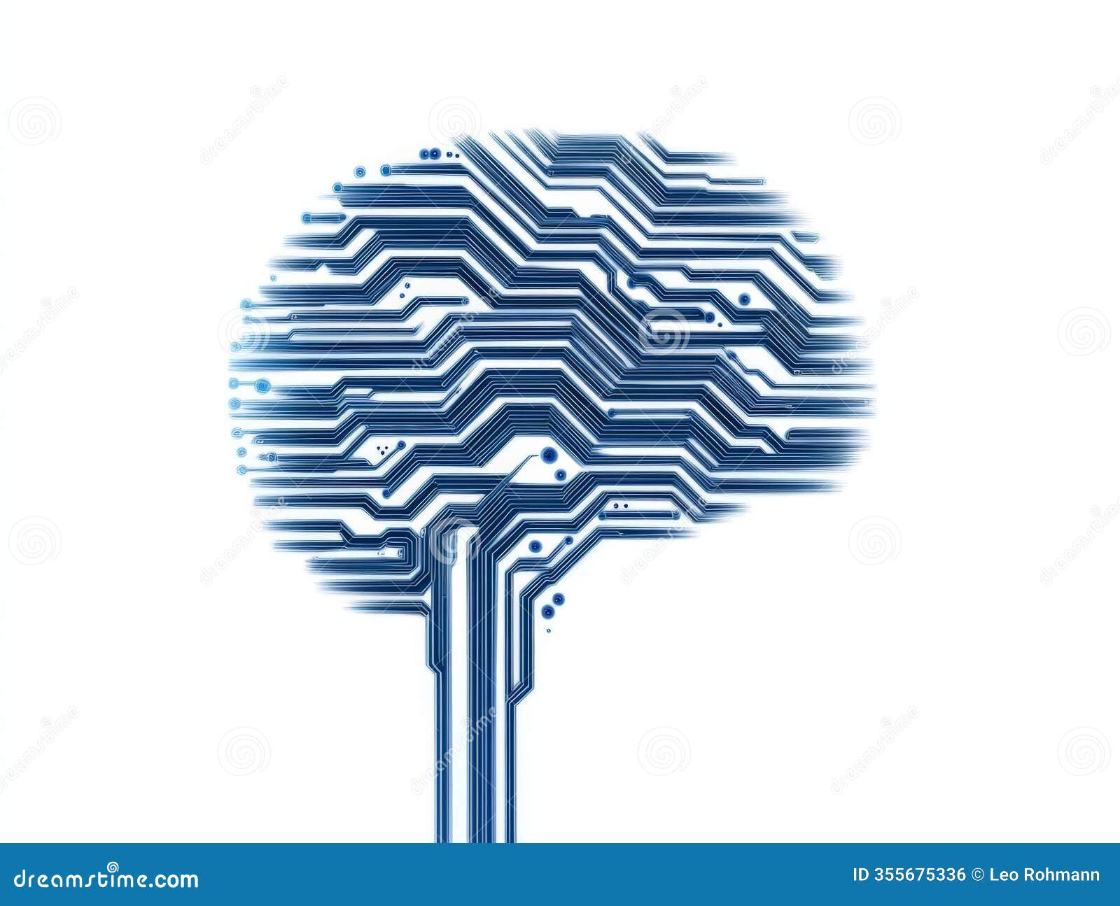 Digital Brain Illustration with Circuit Board Patterns Symbolizing Artificial Intelligence ...