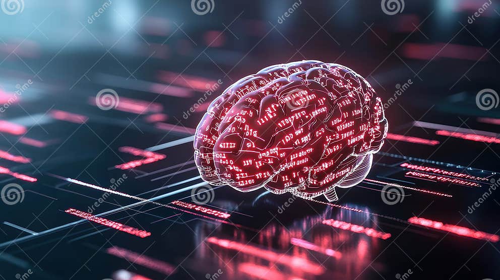 Digital Brain Illustration stock illustration. Illustration of glowing ...