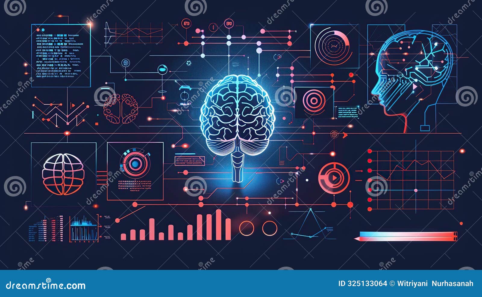 Digital Brain Illustration stock illustration. Illustration of mind ...