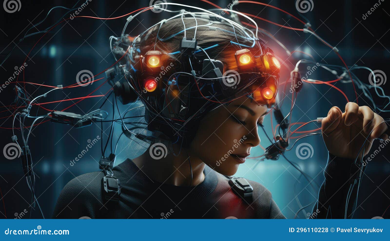 Digital Brain Interface Device Stock Illustration - Illustration of ...