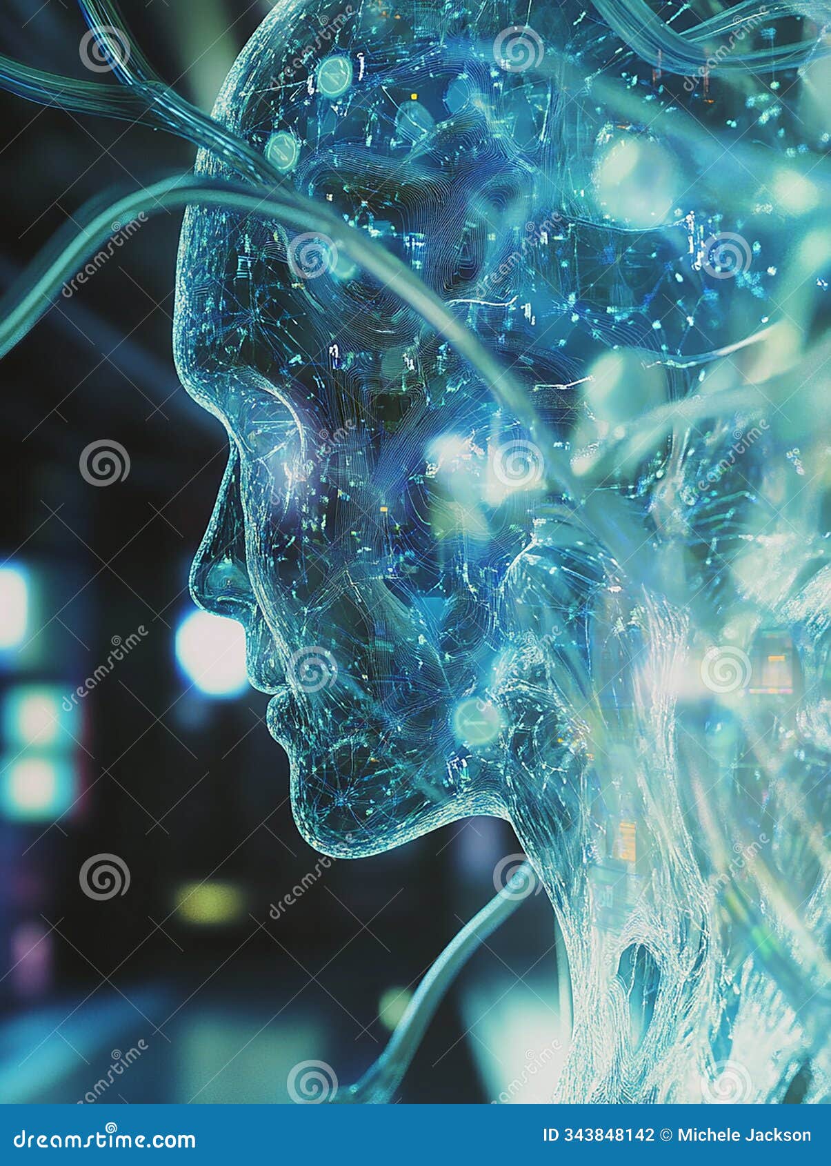 A Digital Brain Interface with Holographic Waves and Glowing Nodes ...