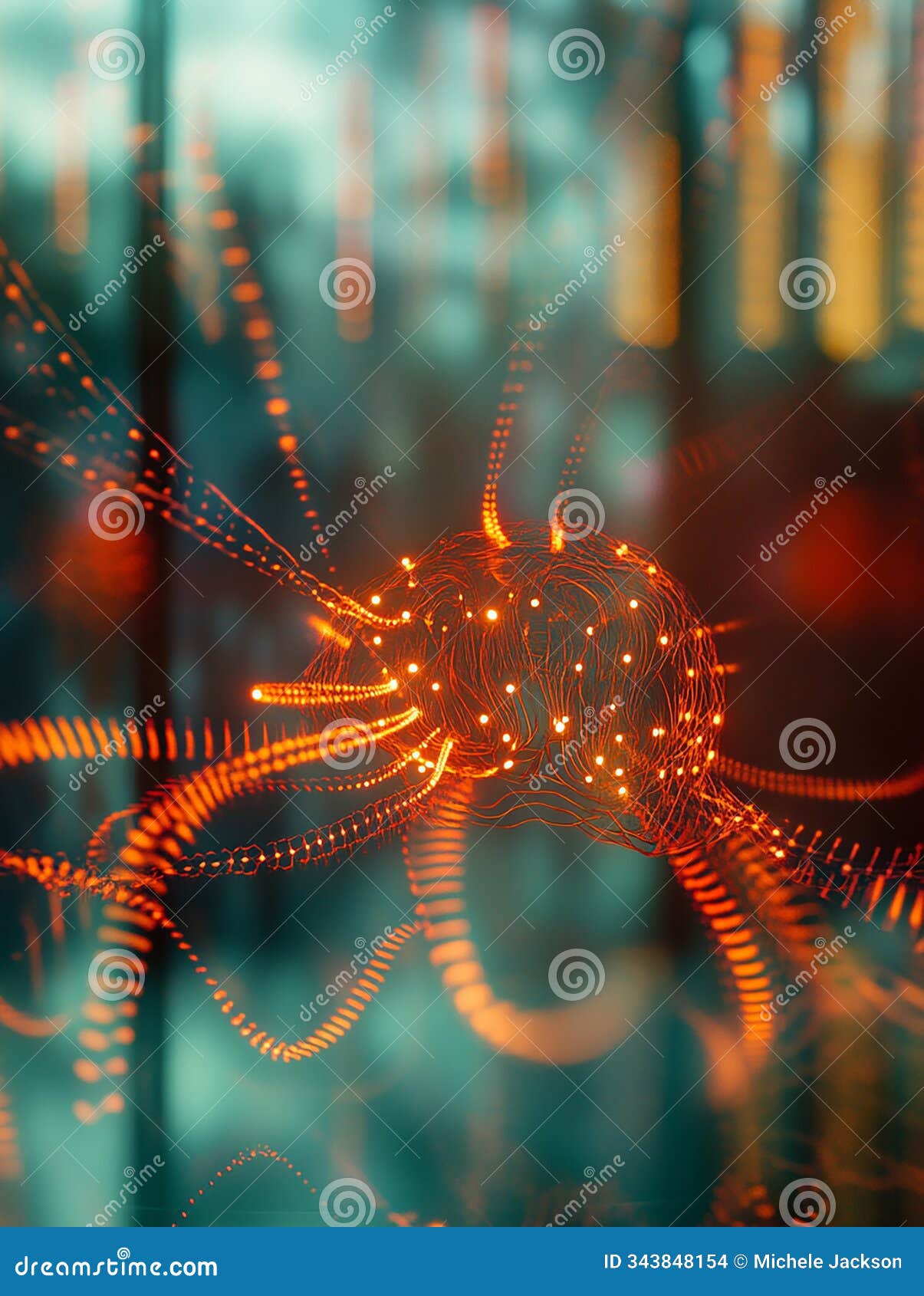 A Digital Brain Interface with Holographic Waves and Glowing Nodes ...