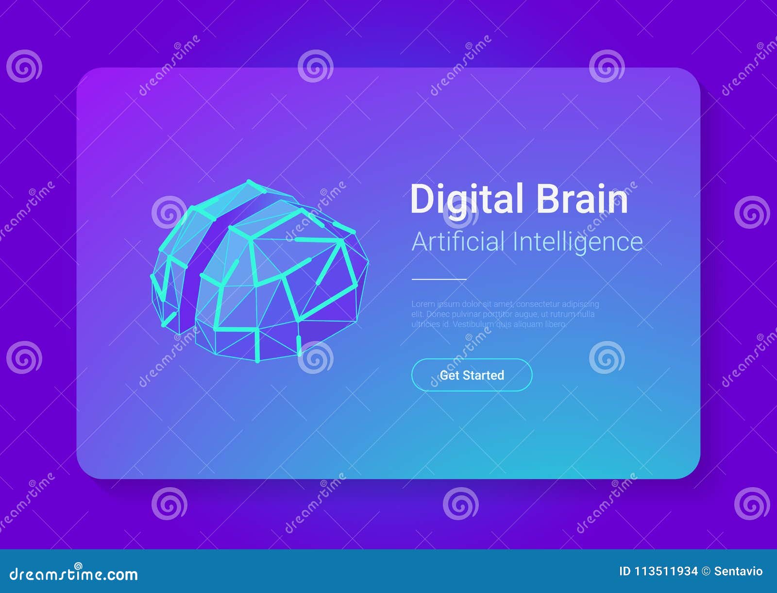 Digital Brain Isometric Flat Style Vector Design Concept. Artificial ...