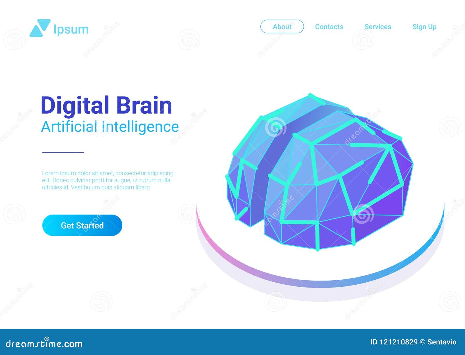 Digital Brain Isometric Flat Vector. Artificial in Stock Vector ...