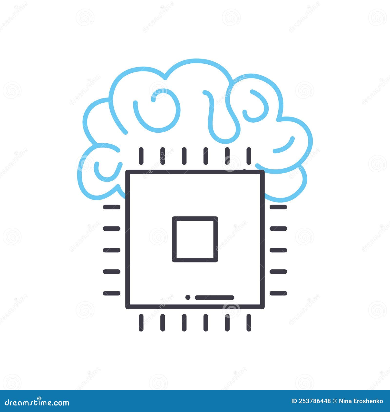 Digital Brain Line Icon, Outline Symbol, Vector Illustration, Concept ...