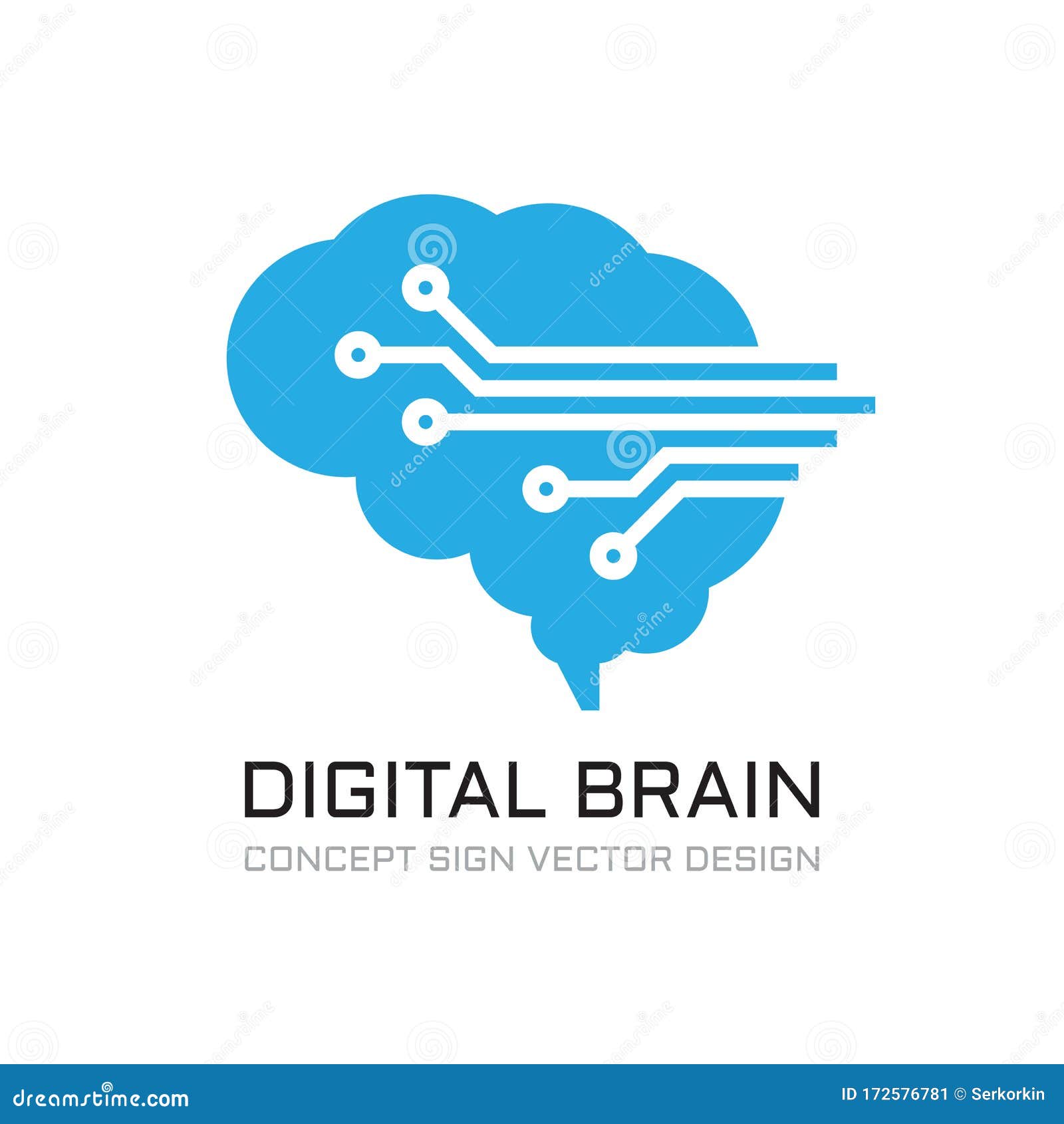 Digital Brain Logo Design. Future Data Technology Vector Icon. Network ...