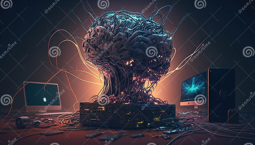 Digital Brain Machine - Artificial Intelligence - Generative AI, AI Generated Stock Image ...