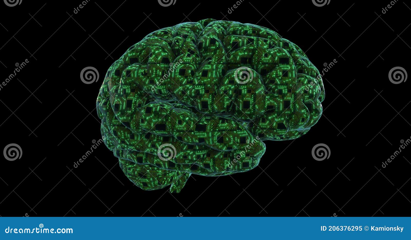 Digital Brain Made from Printed Circuit Board and Processors. Digital ...