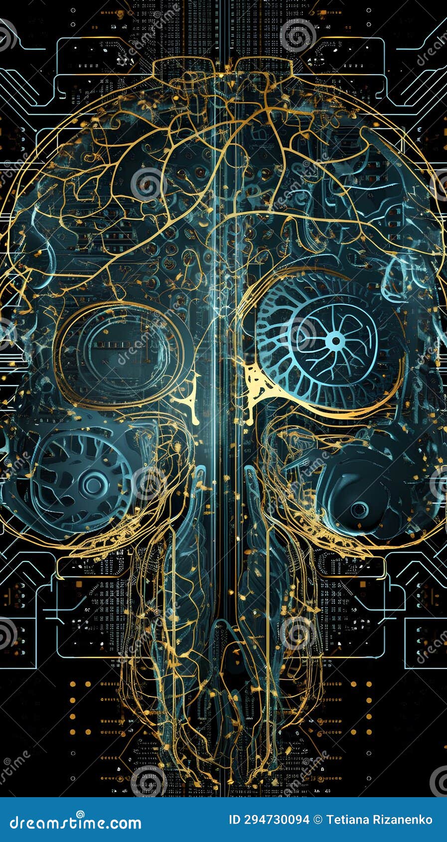 Digital Brain Map: a Creative Neural Artwork Stock Illustration ...