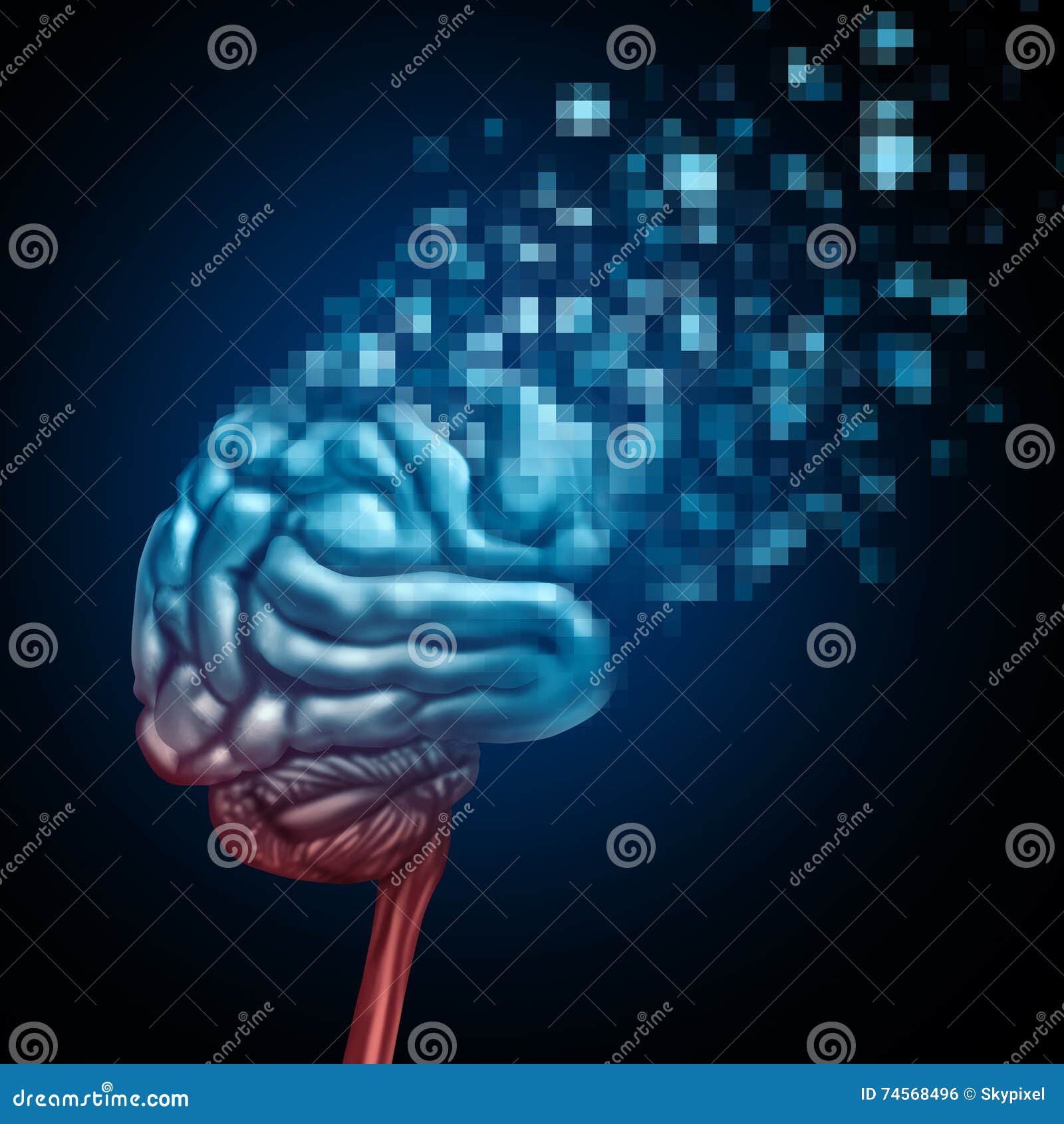 Digital Brain stock illustration. Illustration of bitmap - 74568496