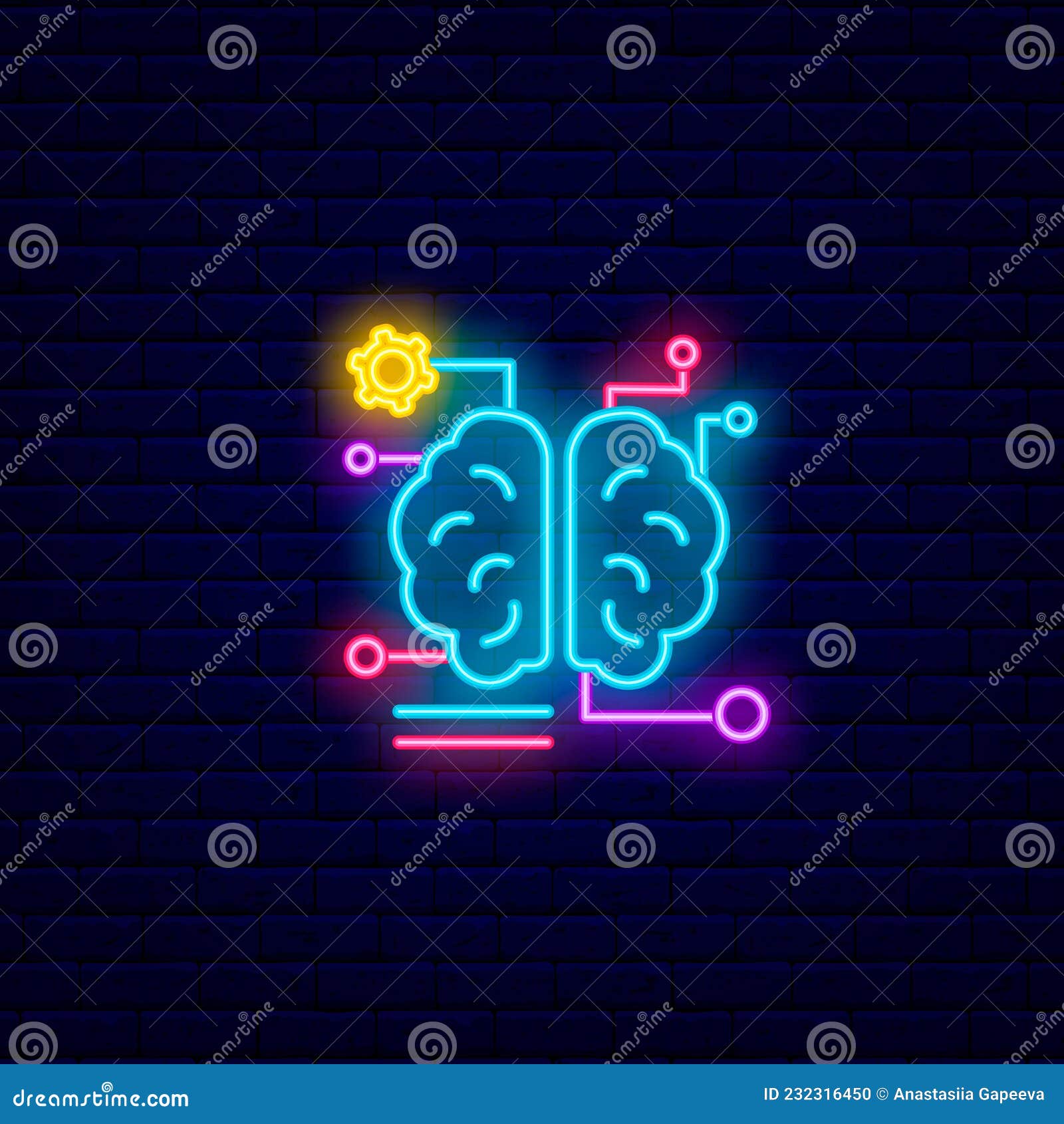 Brain Neon Symbol Purple Diode Glow Vector Logo | CartoonDealer.com ...