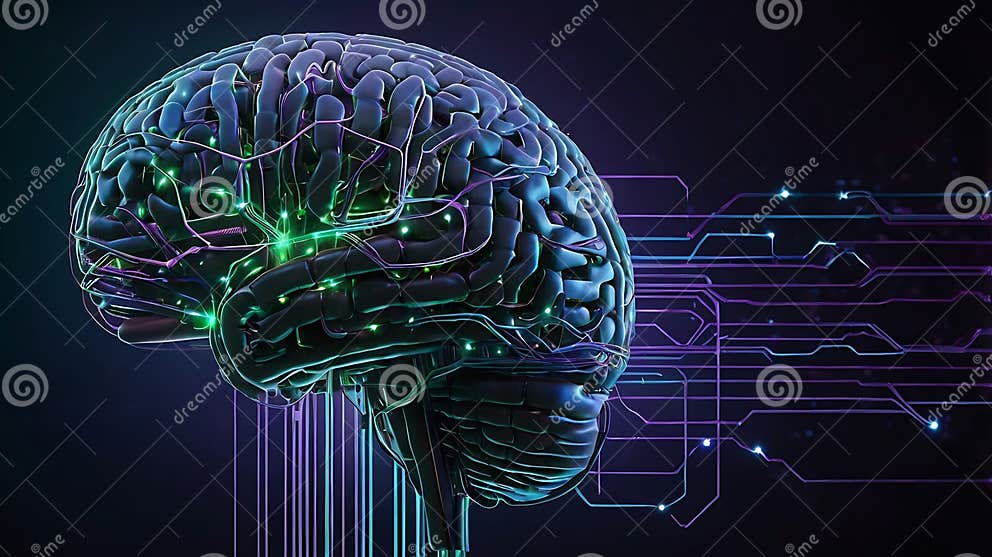 Digital Brain Network: Glowing AI Neural Pathways and Data Streams Stock Photo - Image of ...