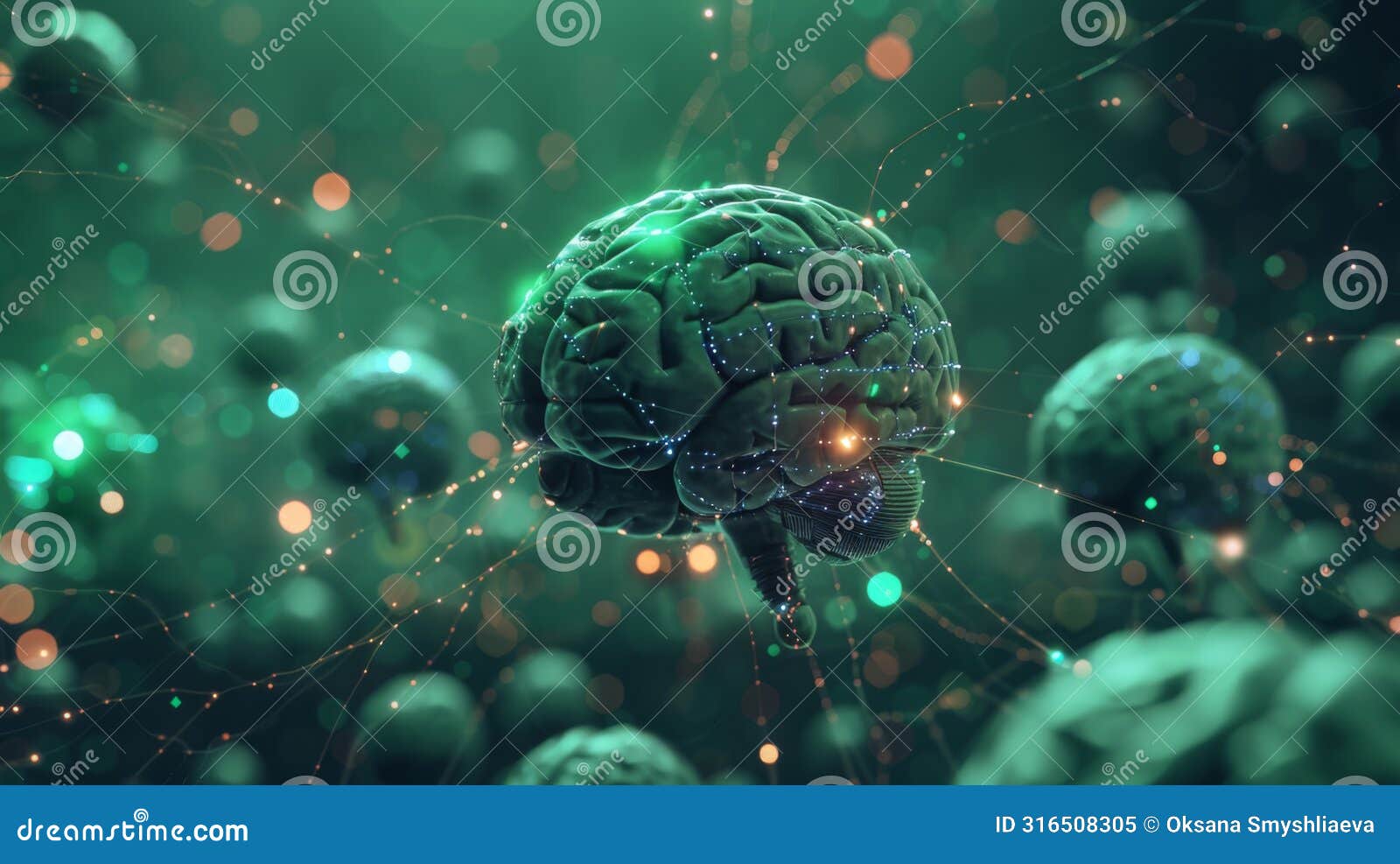 Digital Brain Network Synapse Activation Abstract Illustration Stock ...