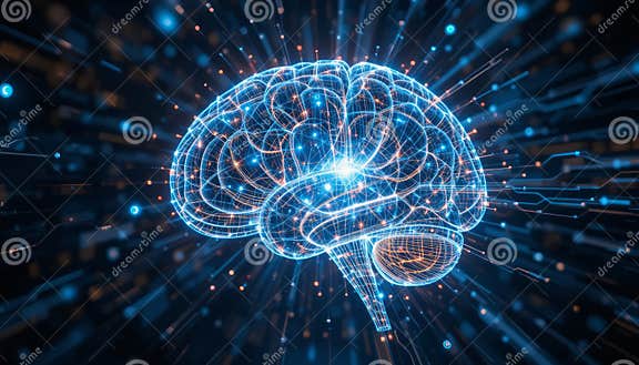 Digital Brain Neural Network Artificial Intelligence Concept Abstract ...