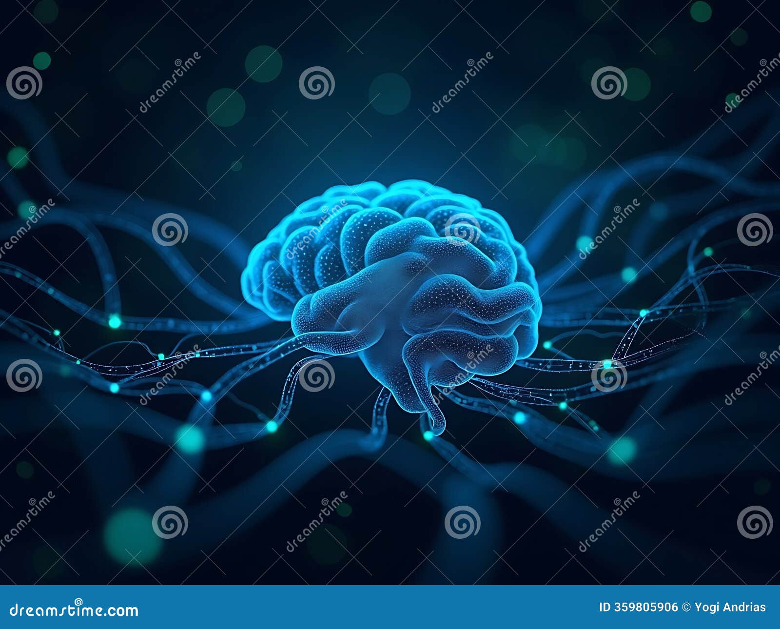 Digital Brain Neural Network Connections Illuminated Stock Illustration ...