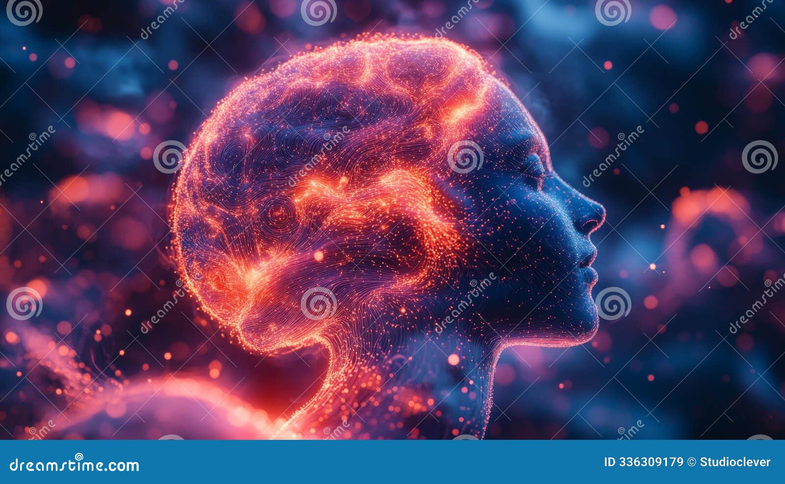 Digital Brain with Neural Networks Generative AI Stock Illustration - Illustration of brain ...