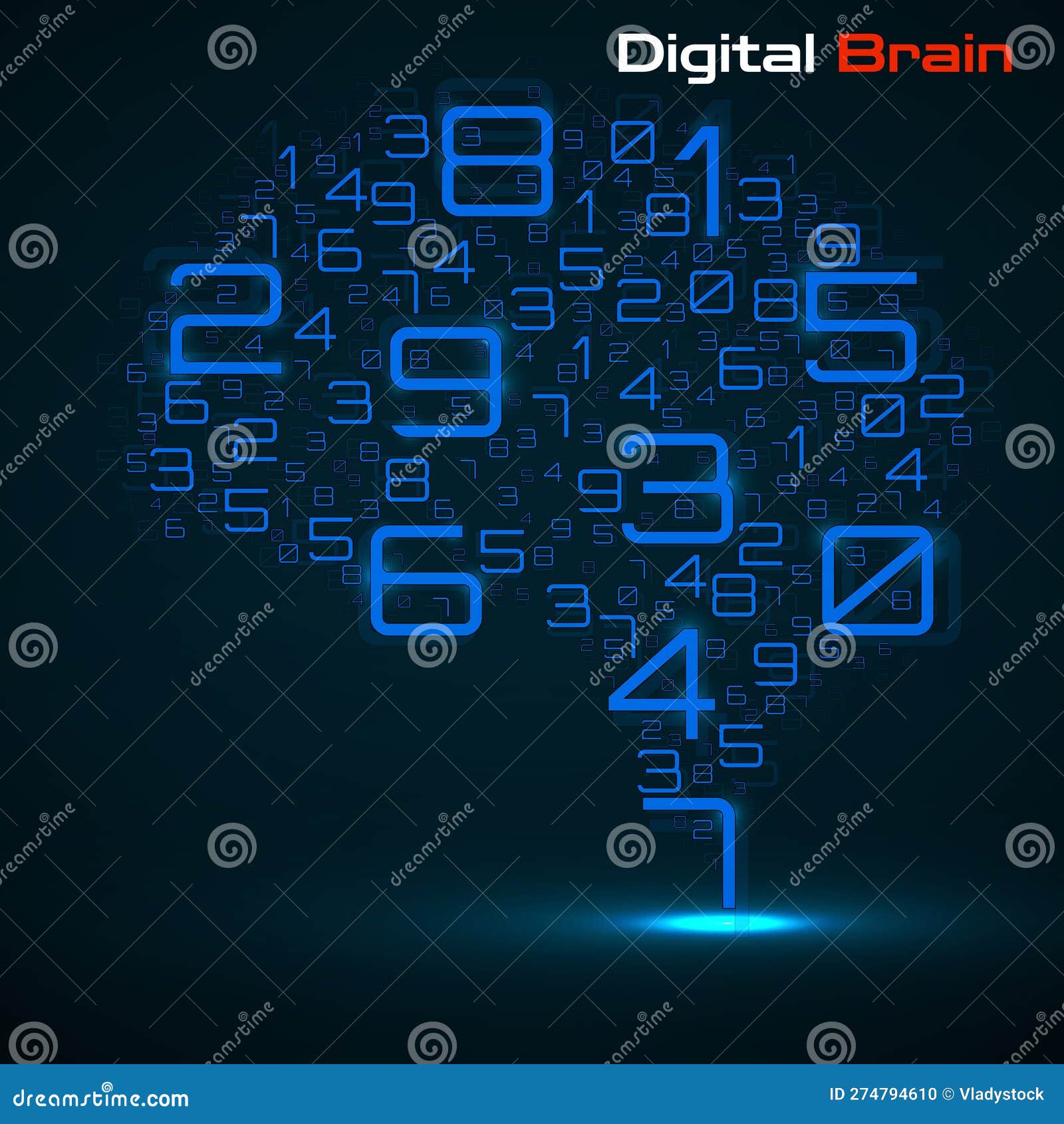 Digital Brain with Numbers. Artificial Intelligence Concept Stock ...