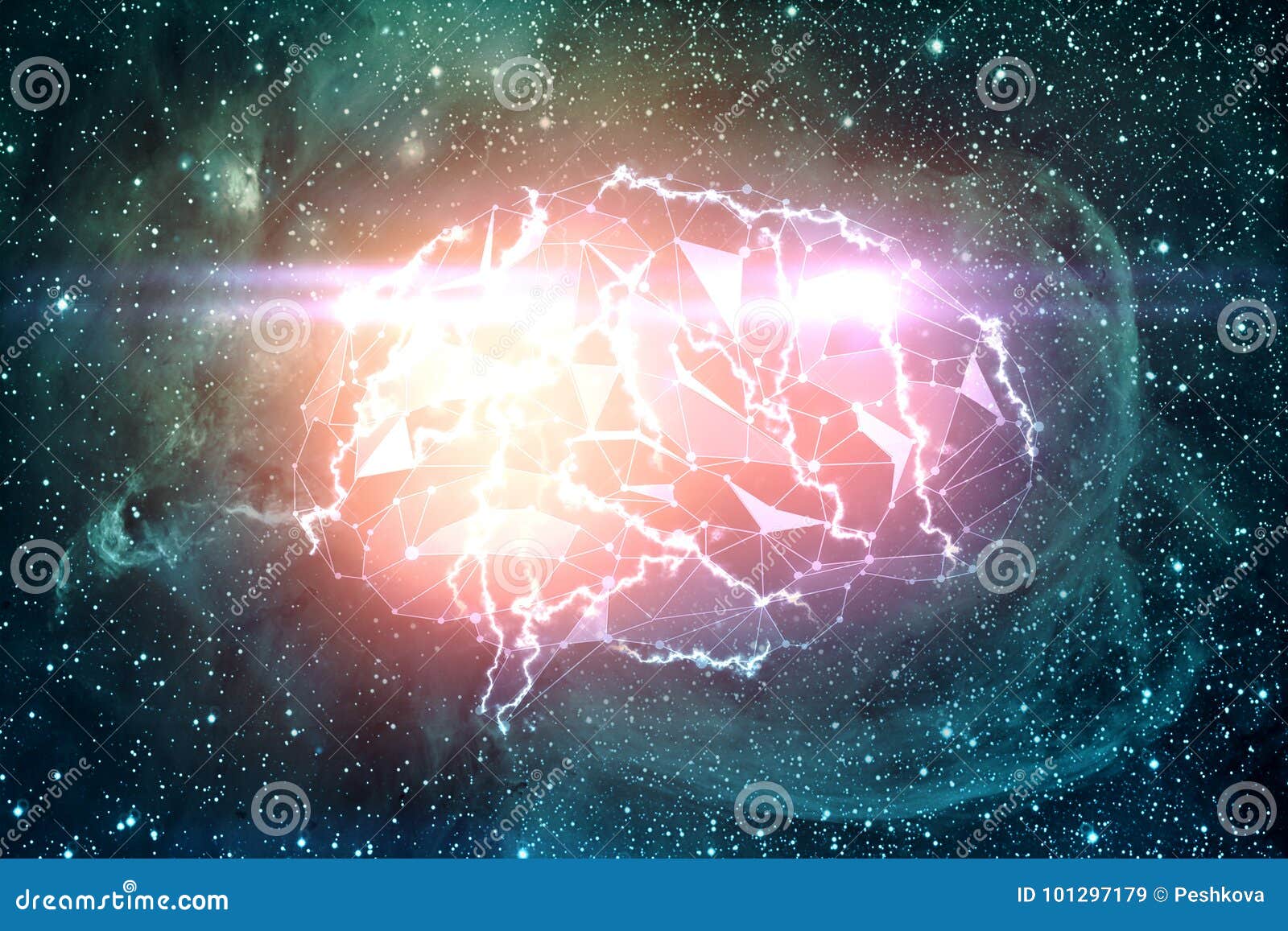 Digital brain in space stock illustration. Illustration of human ...