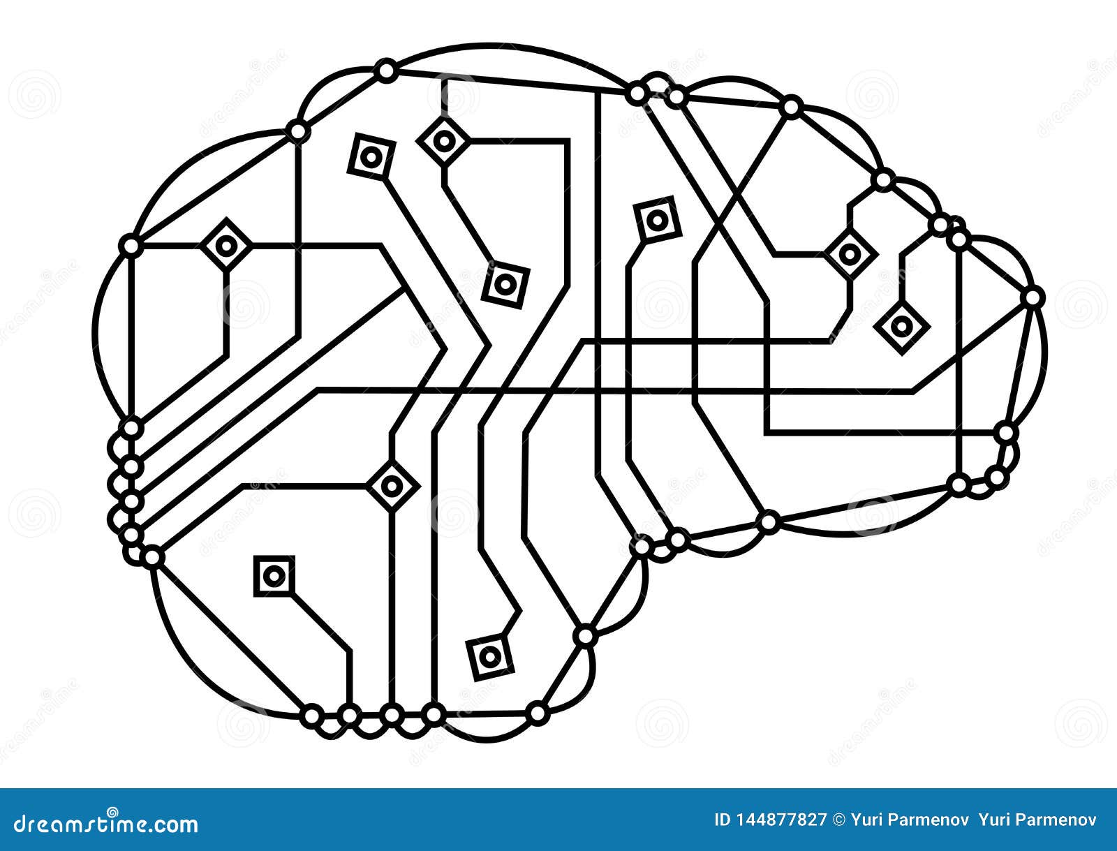 Digital Brain, Thin Line Icon. Memory Symbol. Electronic Circuit Brain ...