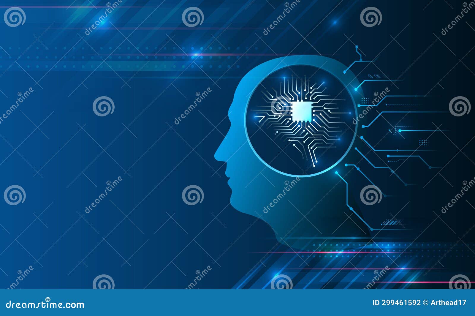 Digital Brain, Vector Software Digital Code. Network Interpretation ...