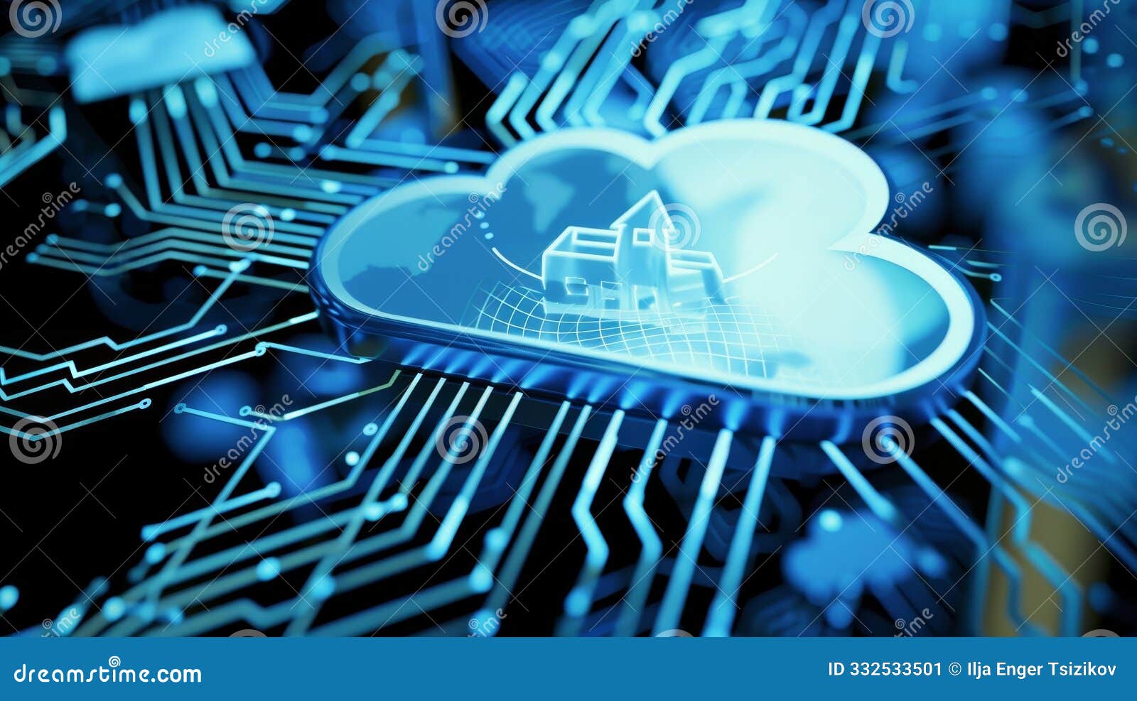 Digital Building on Cloud- Data Center in a Smart City Abstract Blue ...