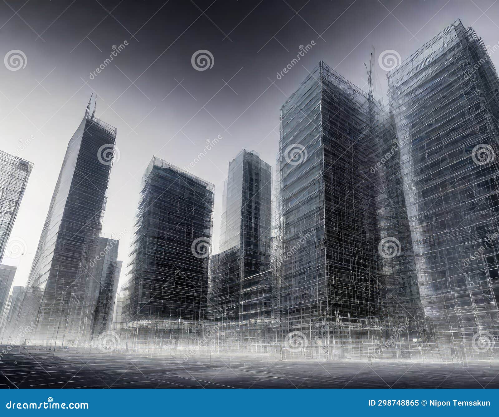 Digital Building Construction Engineering with Double Exposure Graphic ...
