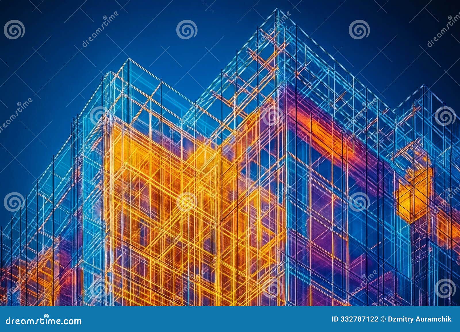 Digital Building Construction Engineering Illustration. Construction ...