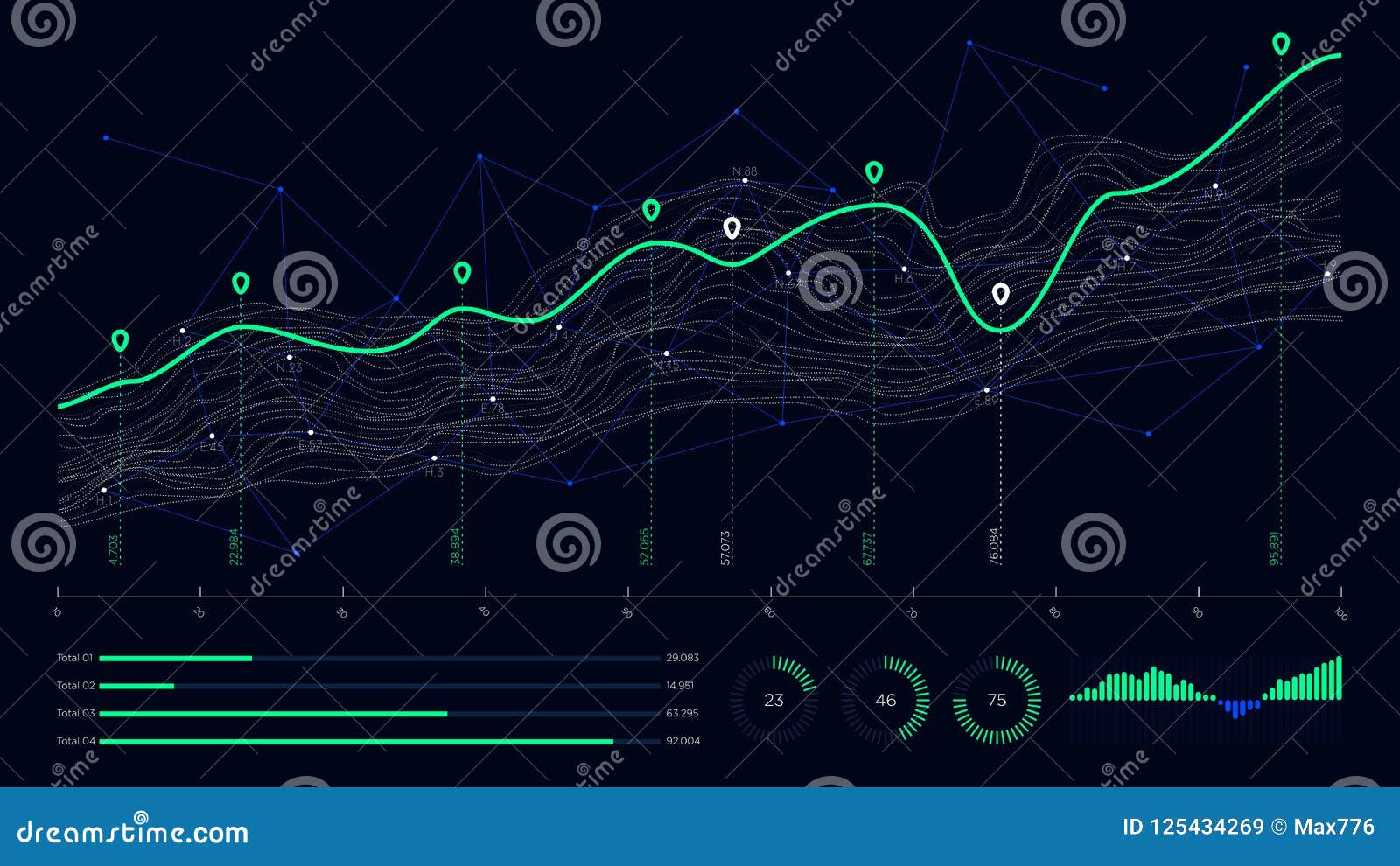 Digital Business Analytics Concept, Data Threads Graphic Visualization ...