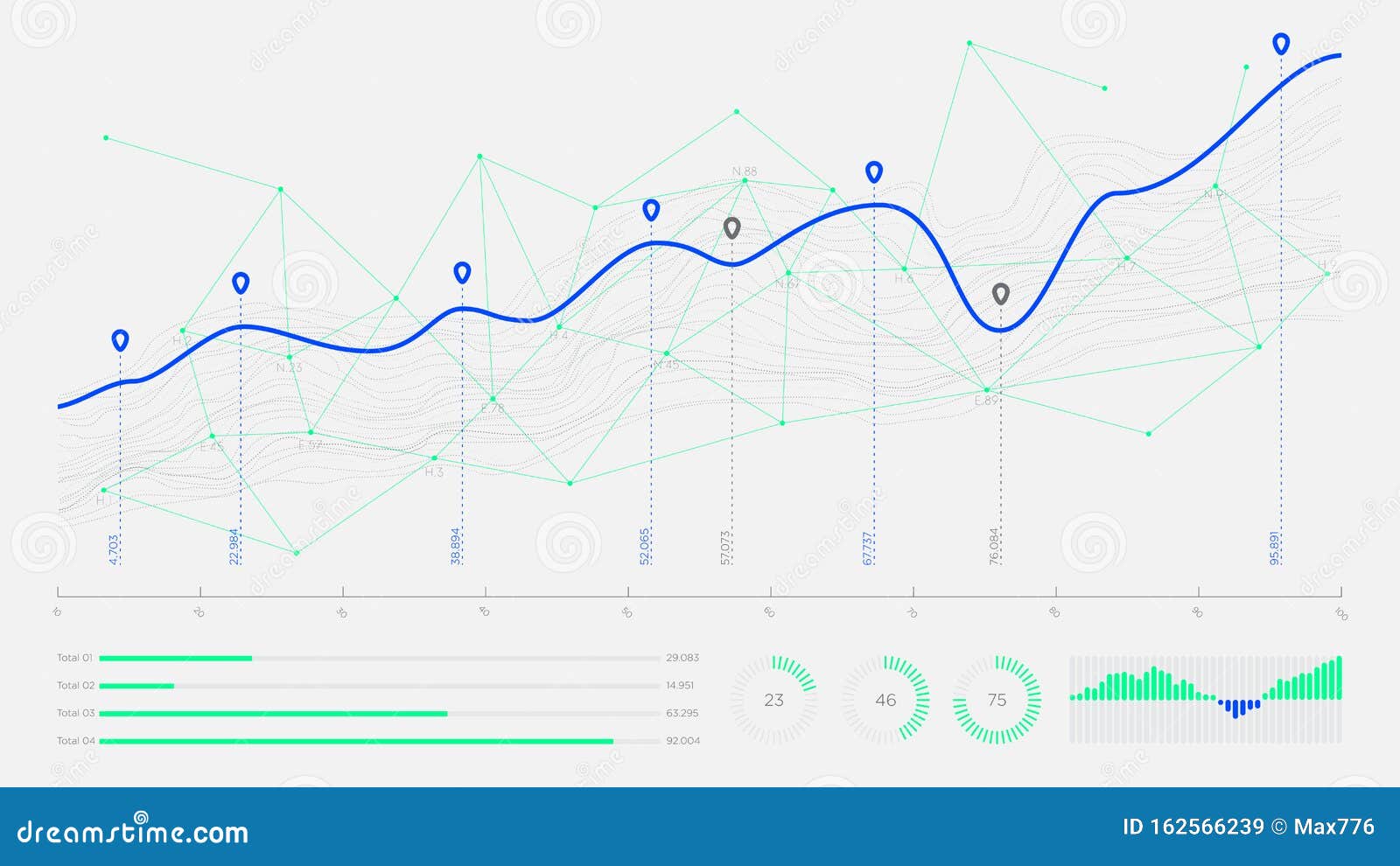 Digital Business Analytics Concept, Data Threads Graphic Visualization ...