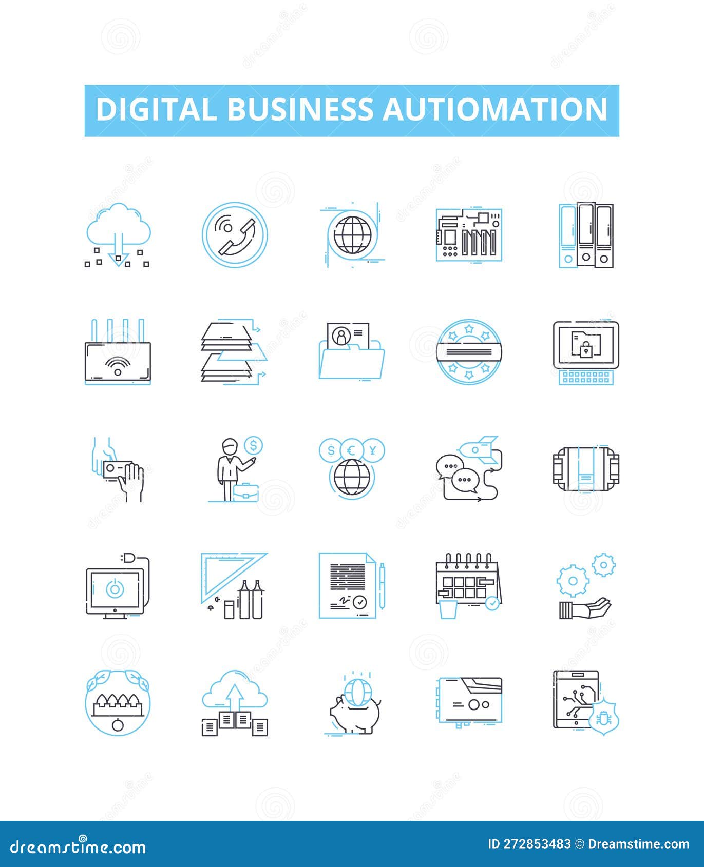 Digital Business Autiomation Vector Line Icons Set. Digital, Business ... Digital Business Autiomation Vector Line Icons Set. Digital, Business ...