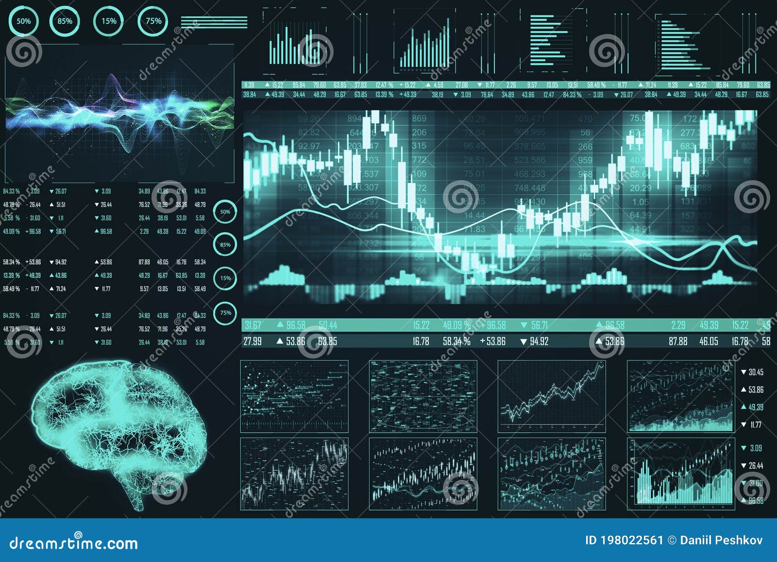 Digital Business Big Data Interface on Virtual Screen Stock ...