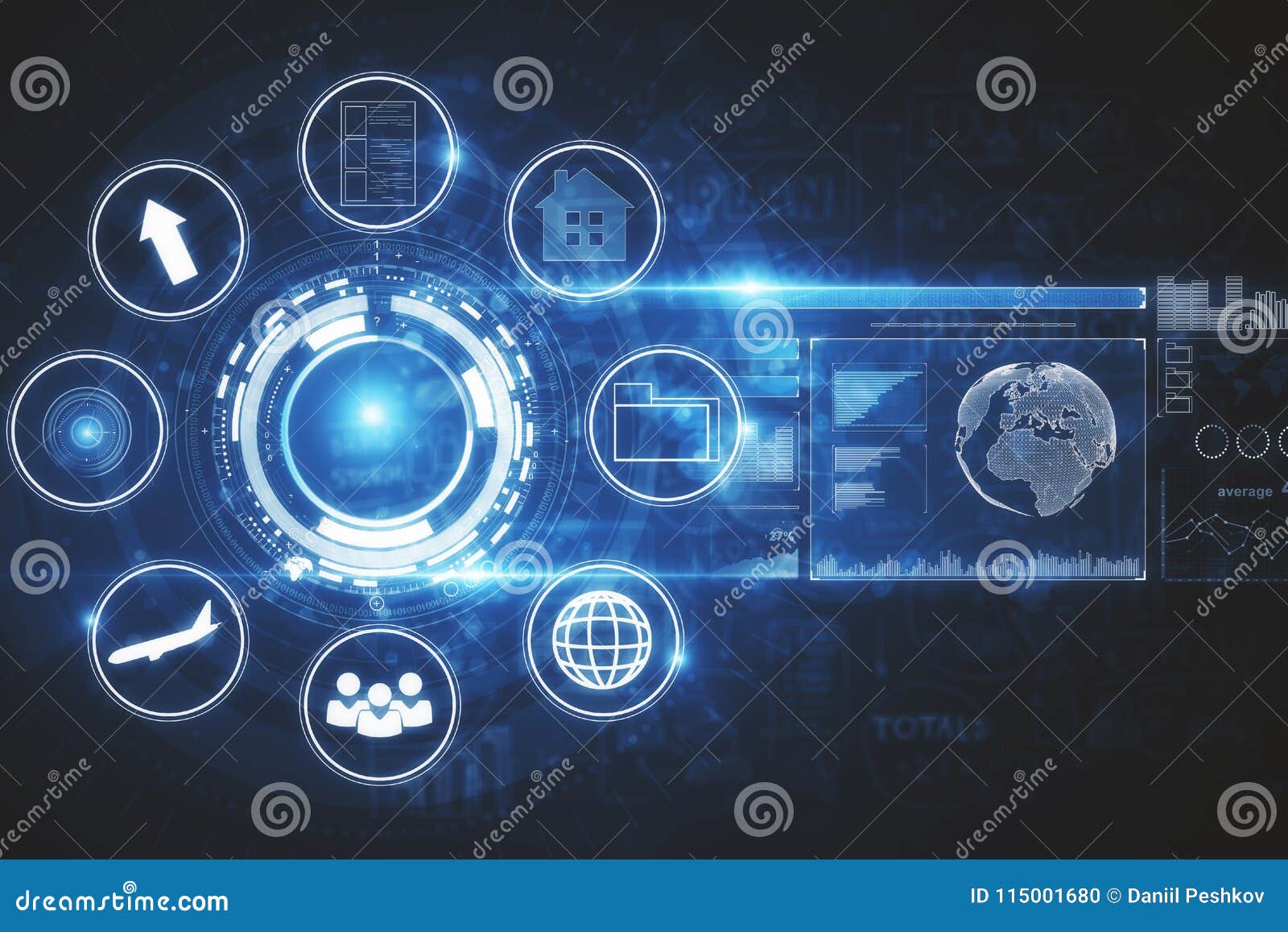 Digital Business Interface Backdrop Stock Illustration - Illustration ...