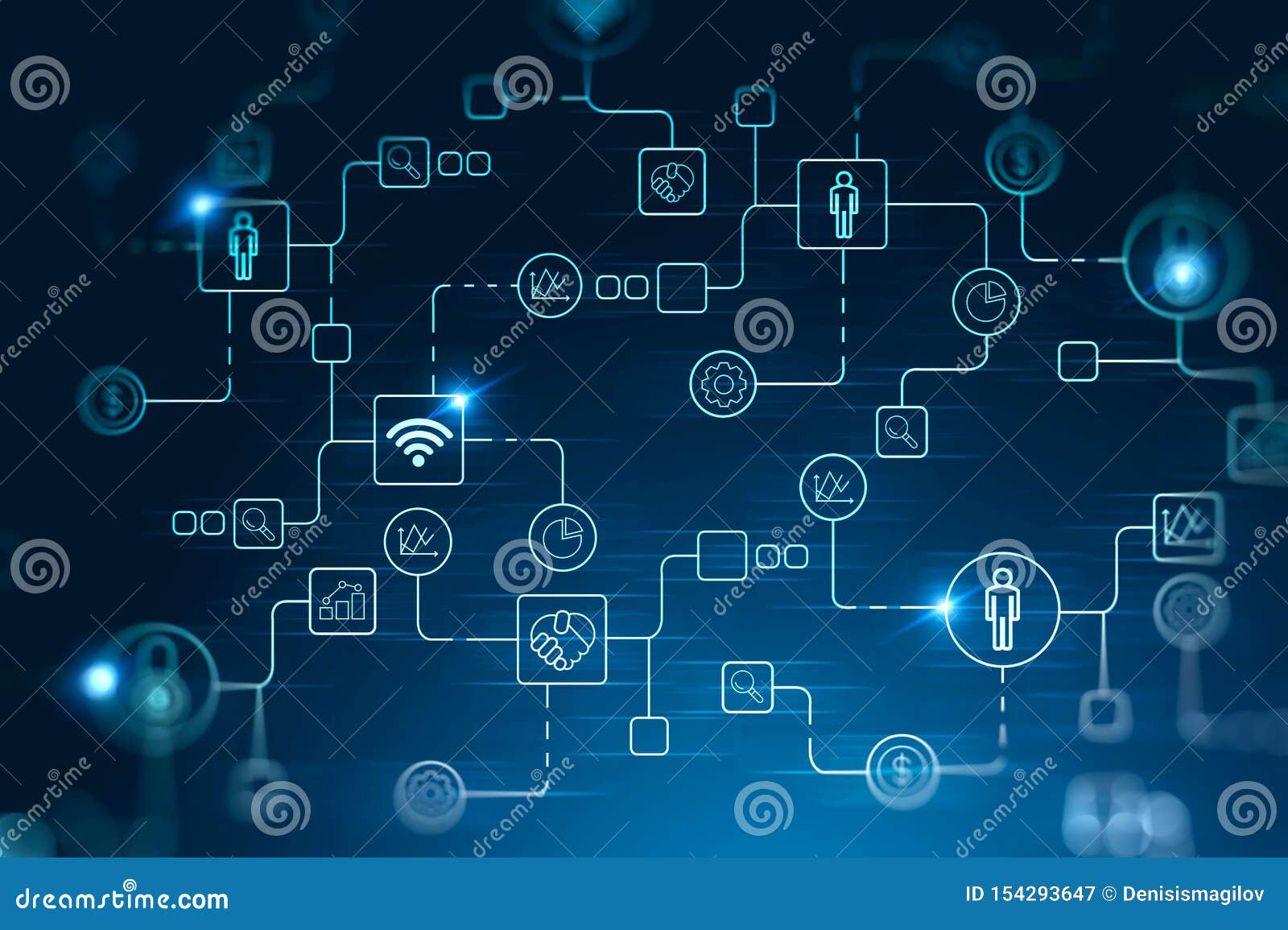 Digital Business Interface and Icons Stock Illustration - Illustration ...