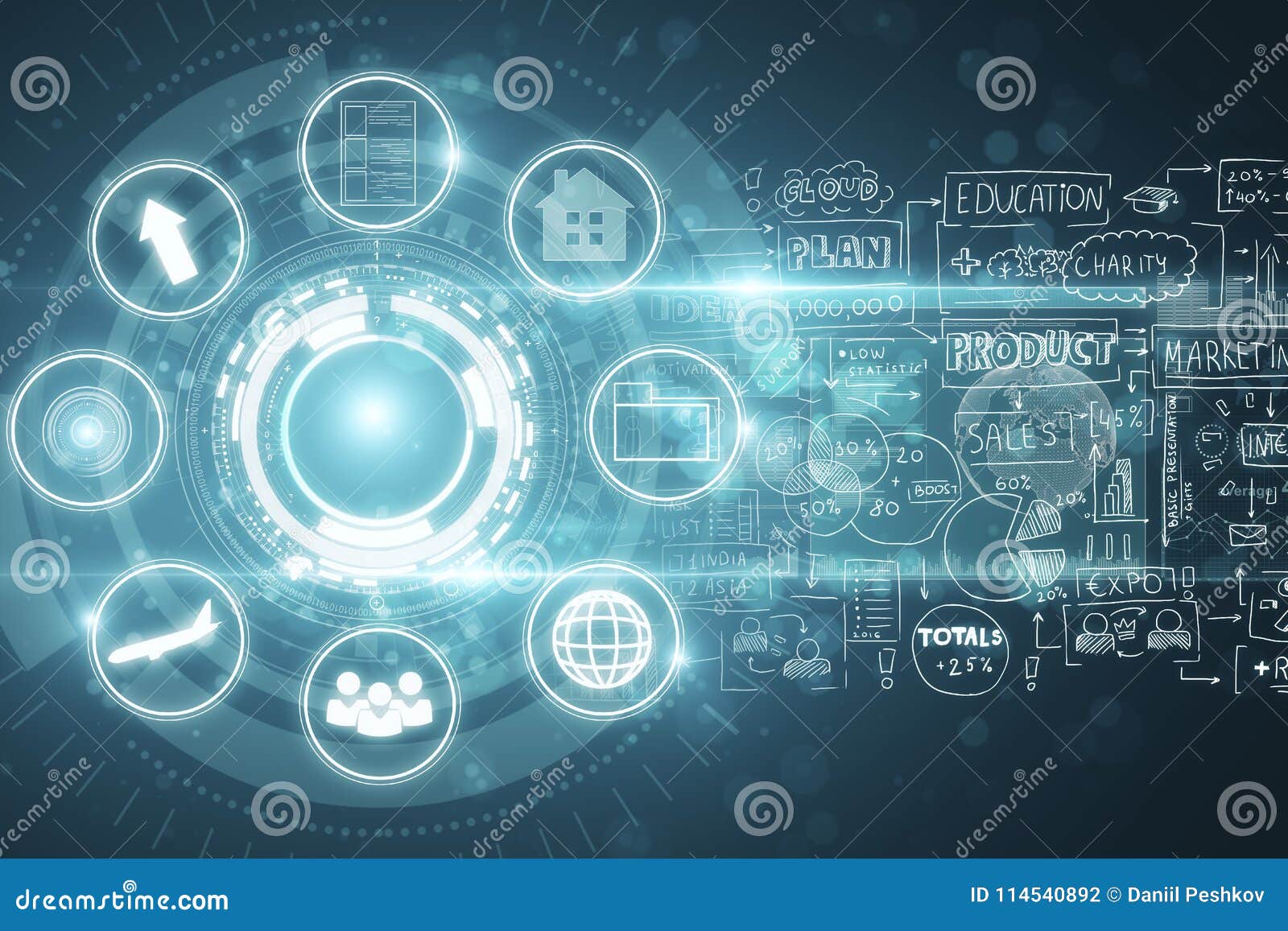 Digital Business Interface Wallpaper Stock Illustration - Illustration ...