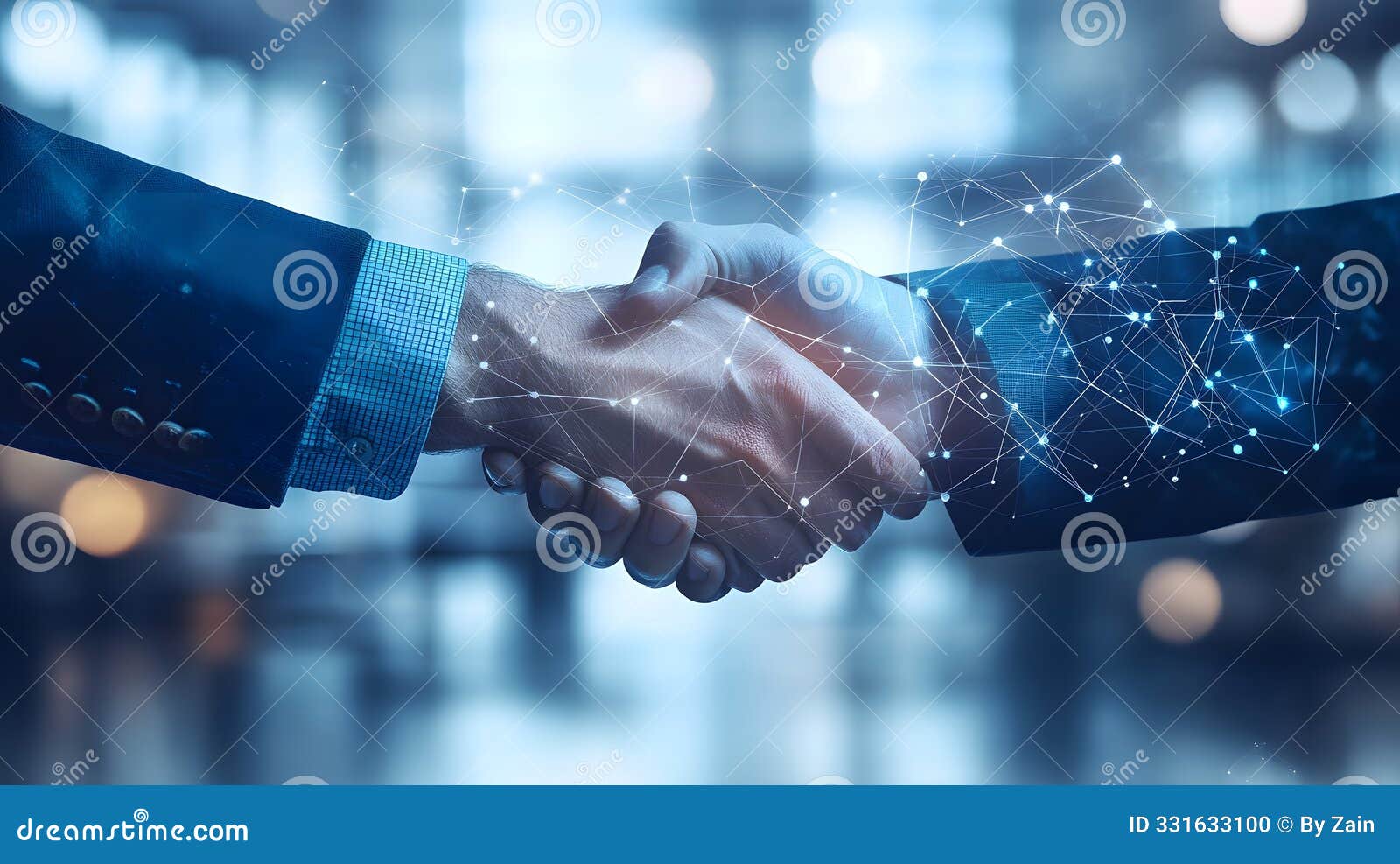 Digital Business Partnership Handshake with Network Connections,Concept ...