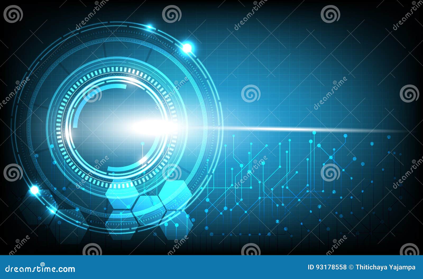 Digital Business , Vector Tech Circle and Technology Background. Stock ...