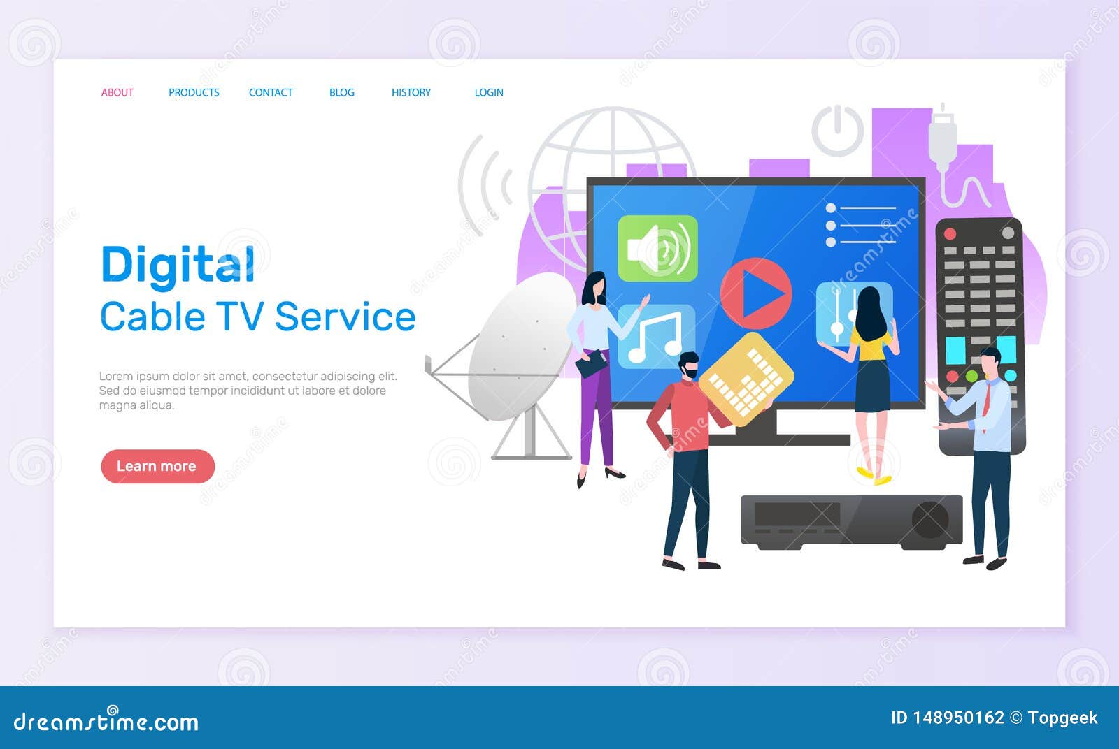 Digital Cable TV Service People with Television Stock Vector ...