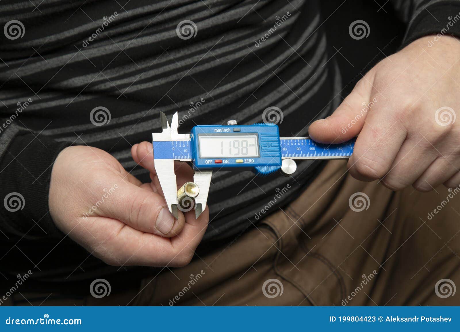 Digital Caliper in the Hands of the Master Stock Image - Image of steel ...