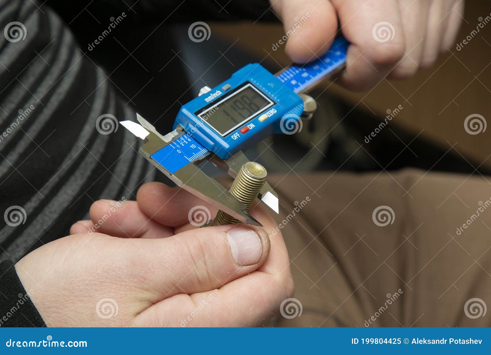 Digital Caliper in the Hands of the Master Stock Image - Image of tool ...
