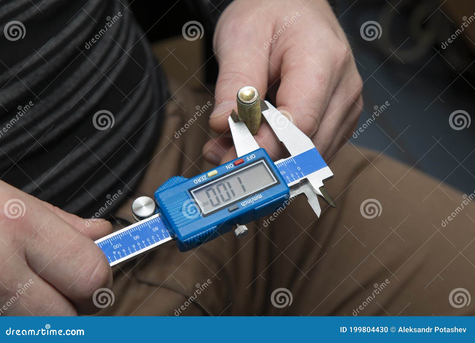 Digital Caliper in the Hands of the Master Stock Photo - Image of ...