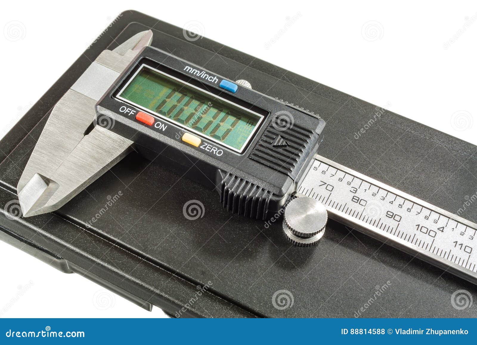 Digital Caliper with Storage Box on a White Background Stock Photo ...