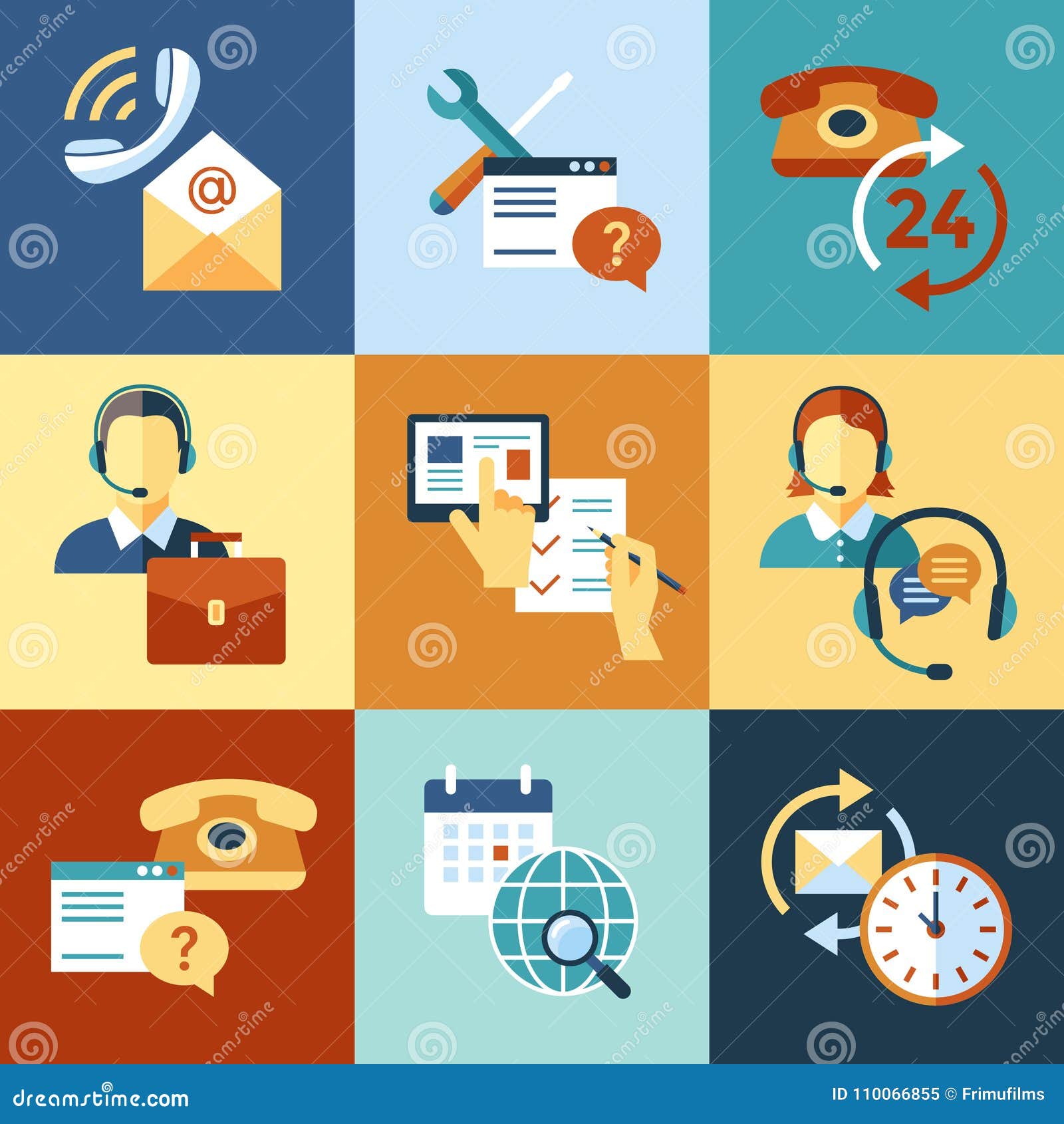 Digital Call Center and Customer Support Objects Stock Illustration ...