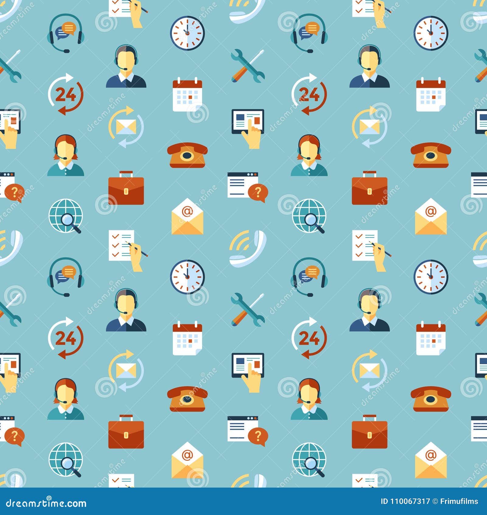 Digital Call Center and Customer Support Objects Stock Illustration ...