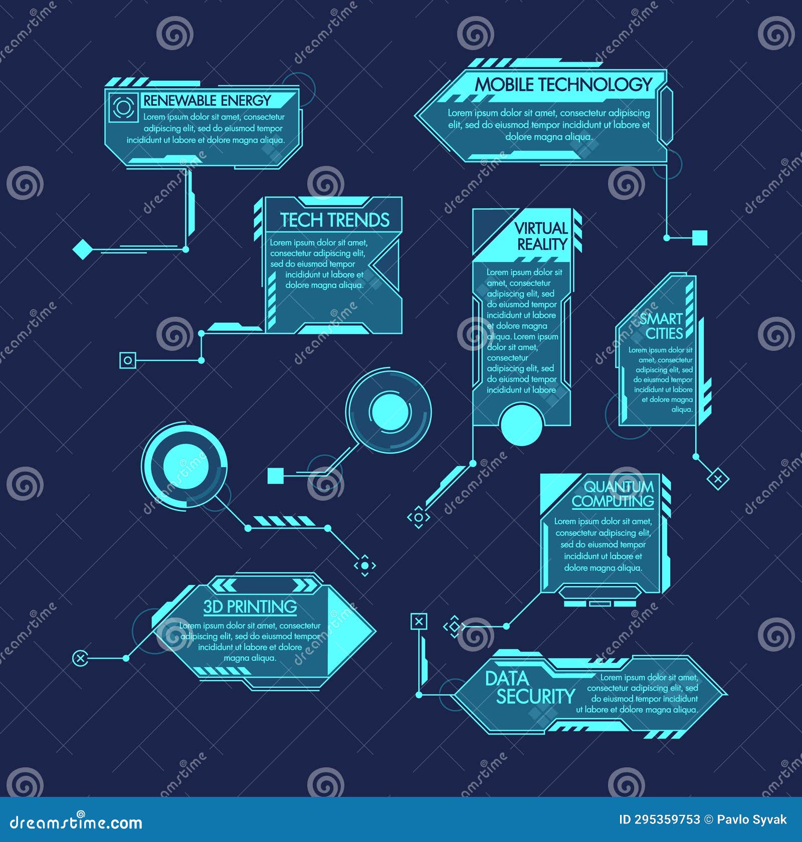 Digital Callout Frames, Footnotes Infographics. Isolated Futuristic Sci ...