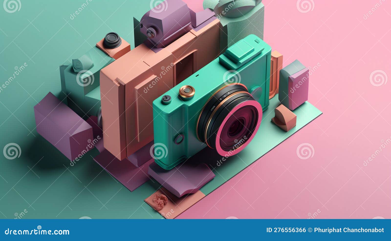 Digital Camera in Abstract Style in Trending Color Palette with ...