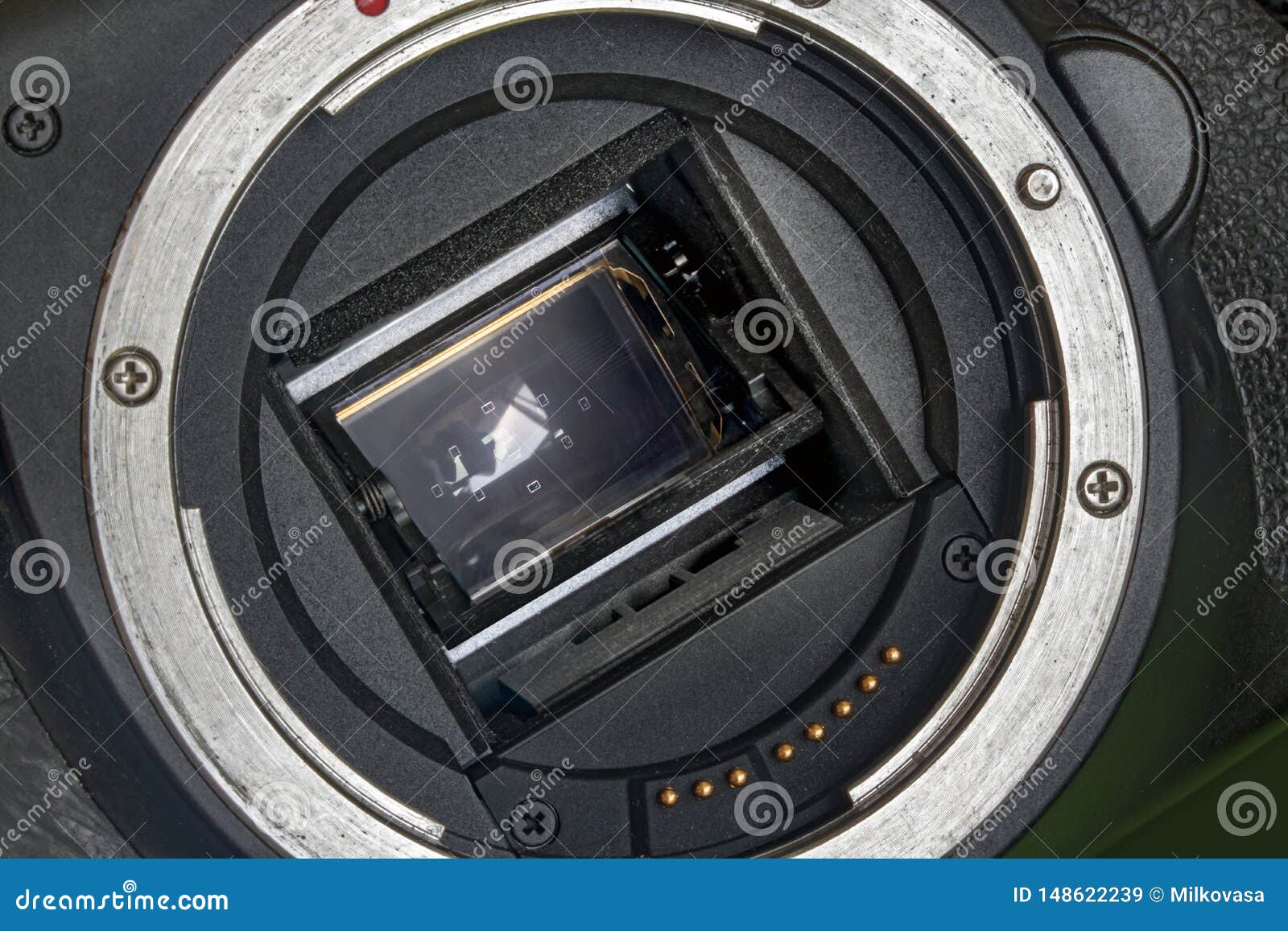 Digital Camera APS-C Sensor and Lens Mount Close-up. Stock Image ...