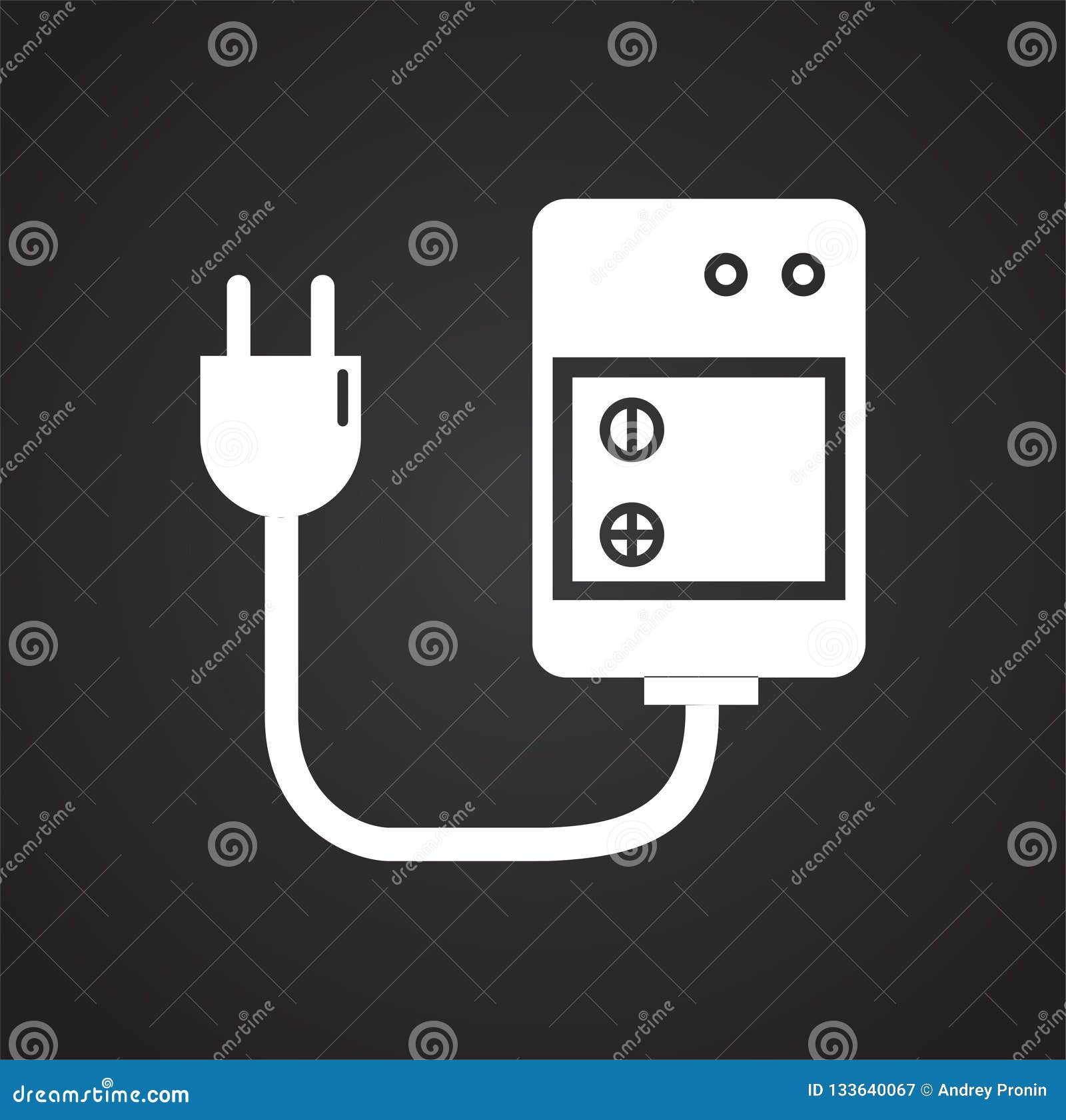 Digital Camera Battery Charging Icon on Black Background for Graphic ...