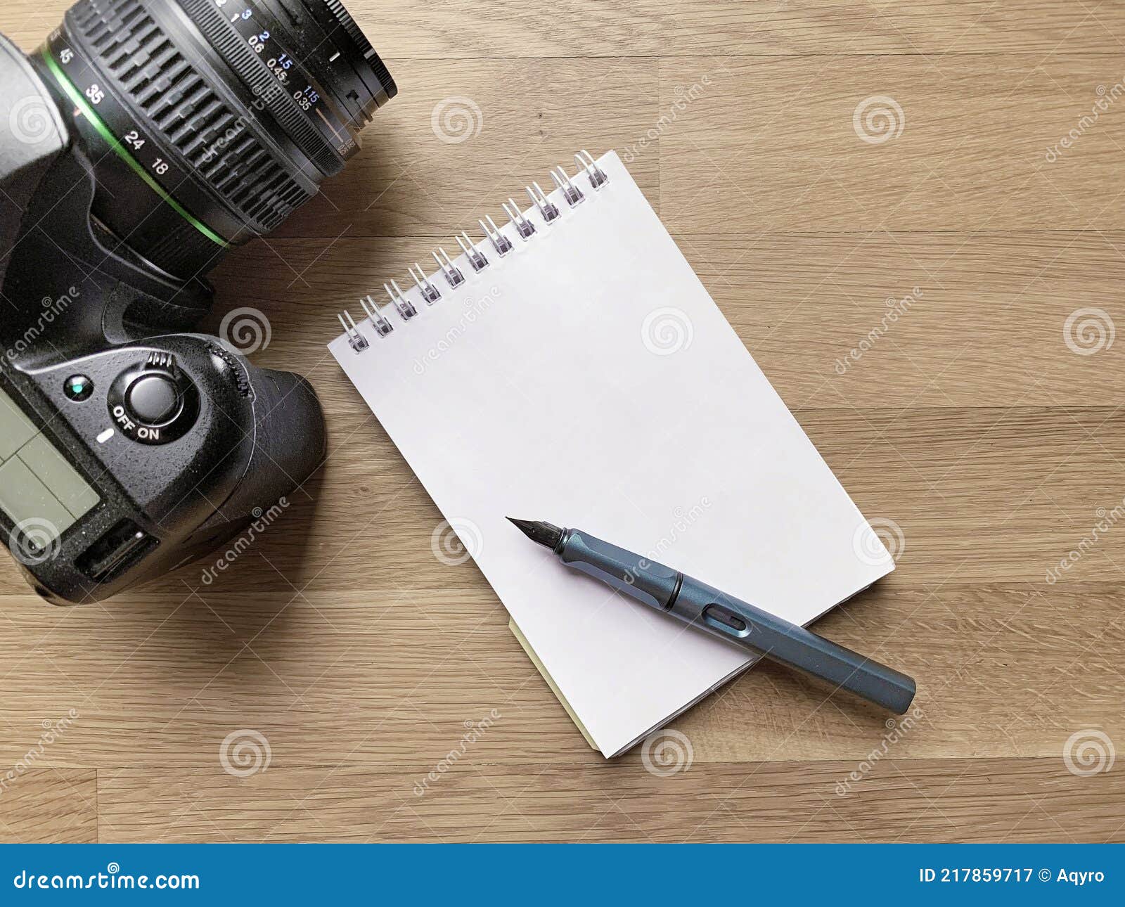 Digital Camera with Blank Notepad and Pen Stock Image - Image of ...
